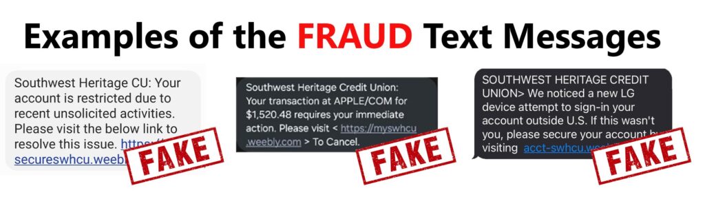 FAKE TEXT ALERT - 4/15/2024 | Southwest Heritage Credit Union